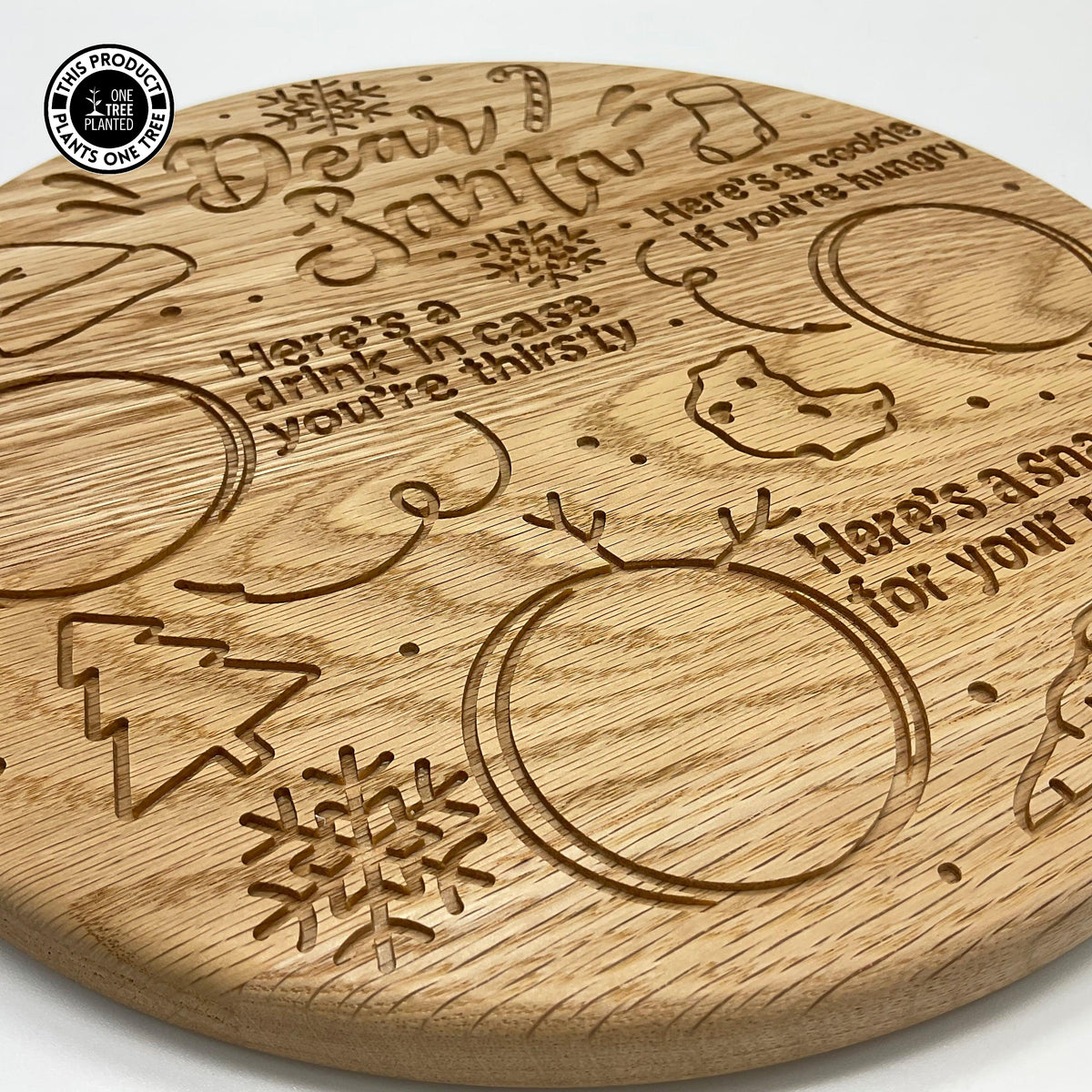 Solid Oak Christmas Eve Board - Circular 'Dear Santa'