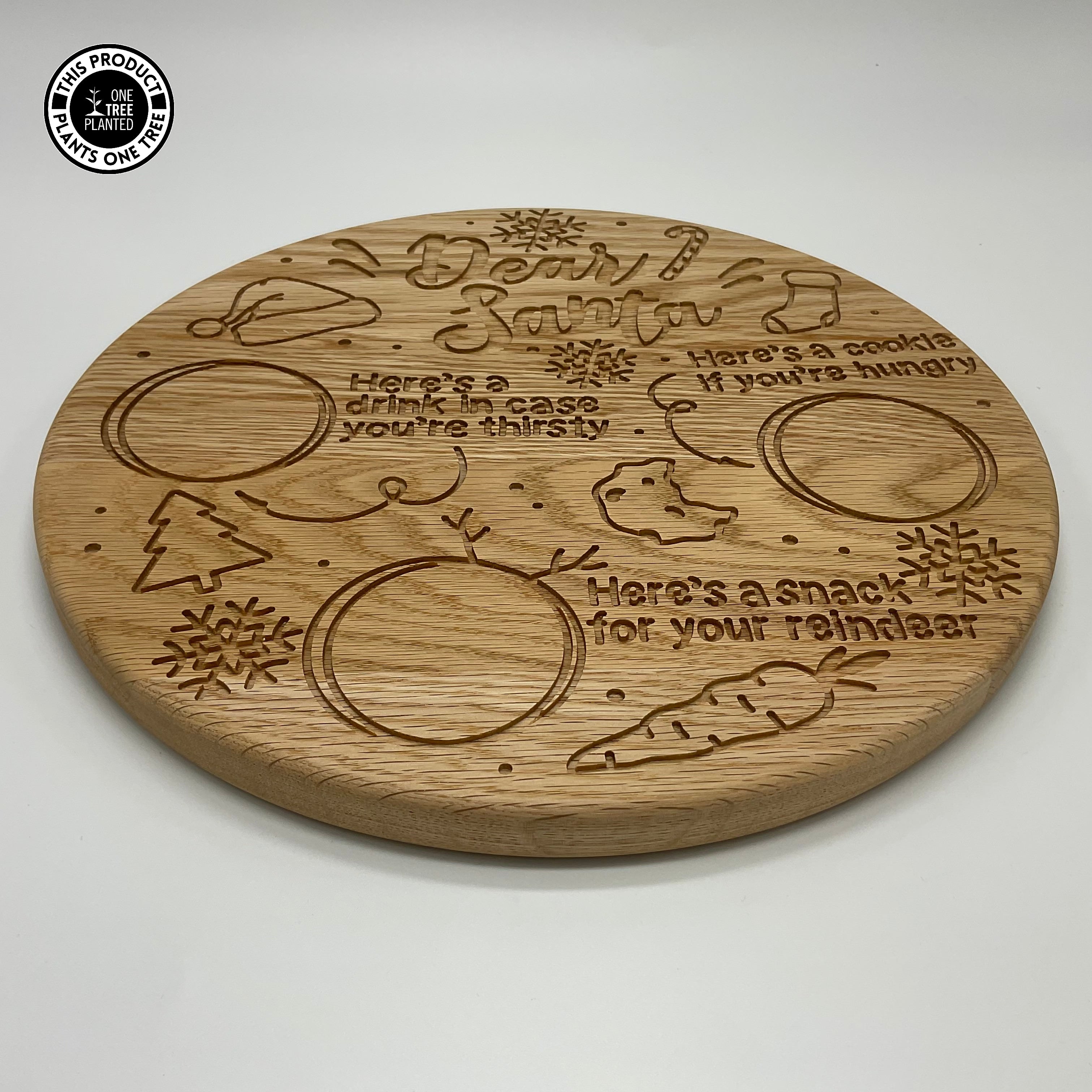 Solid Oak Christmas Eve Board - Circular 'Dear Santa'