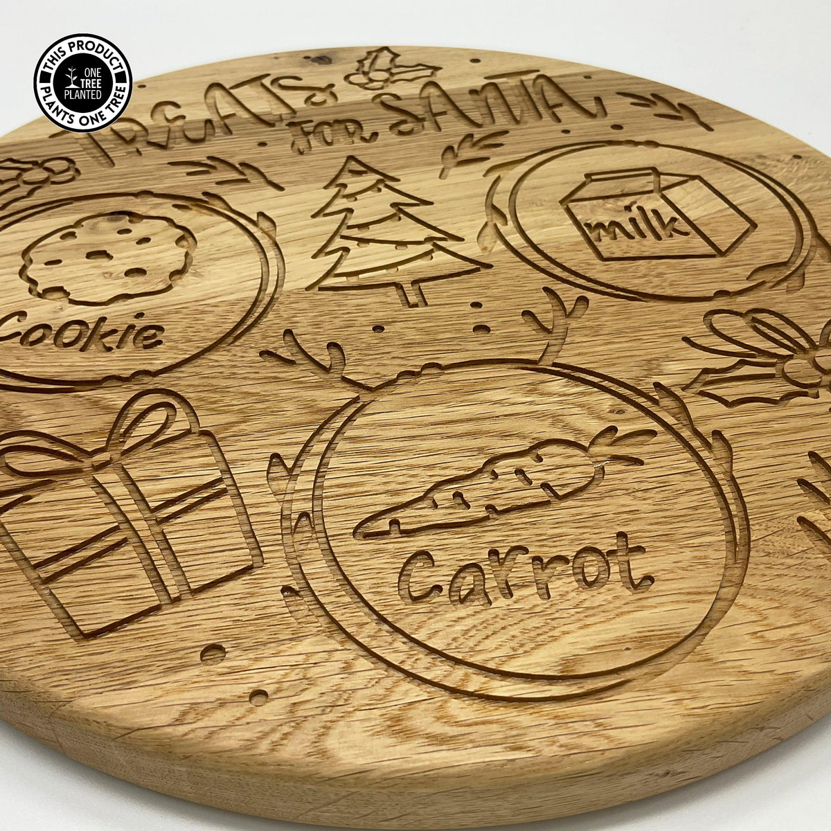 Solid Oak Christmas Eve Board - Circular 'Treats for Santa'