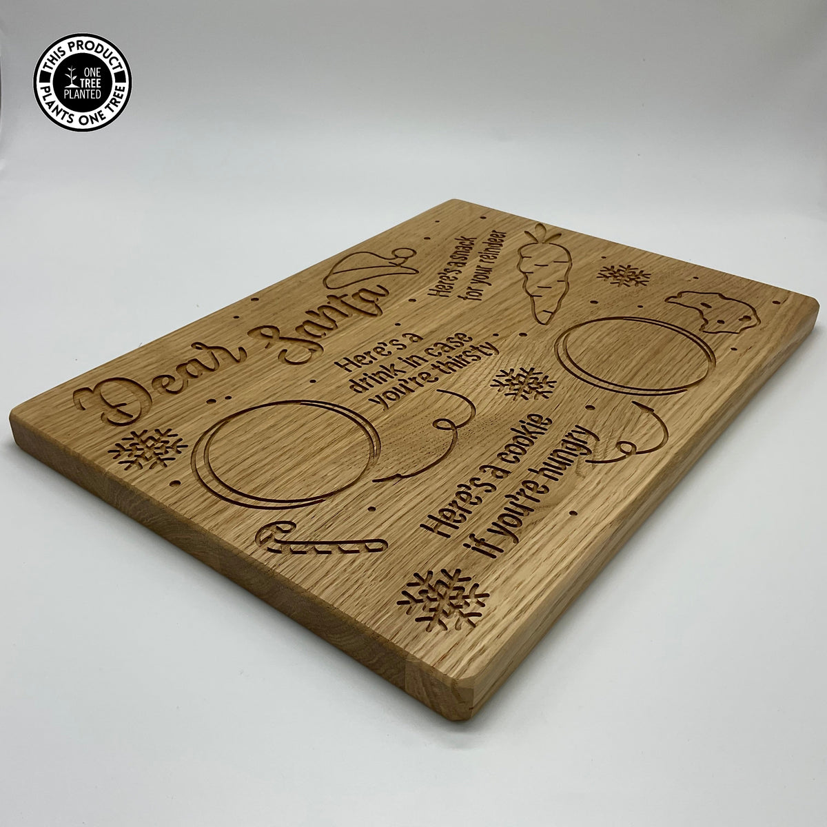 Solid Oak Christmas Eve Board - Rectangular 'Dear Santa'