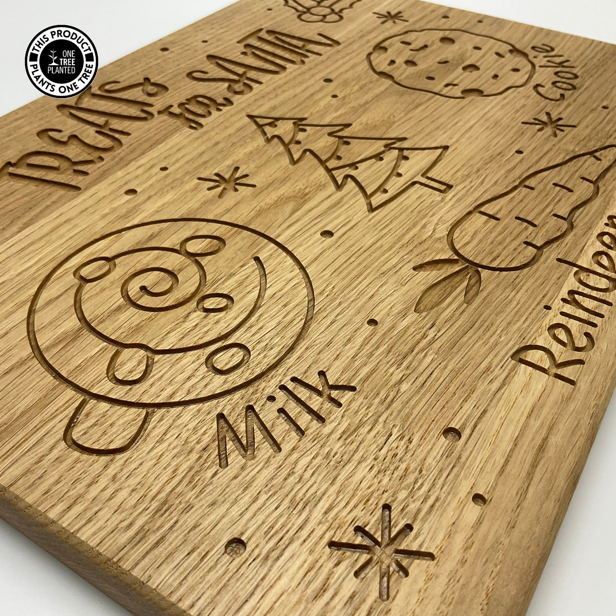 Solid Oak Christmas Eve Board - Rectangular 'Treats For Santa'