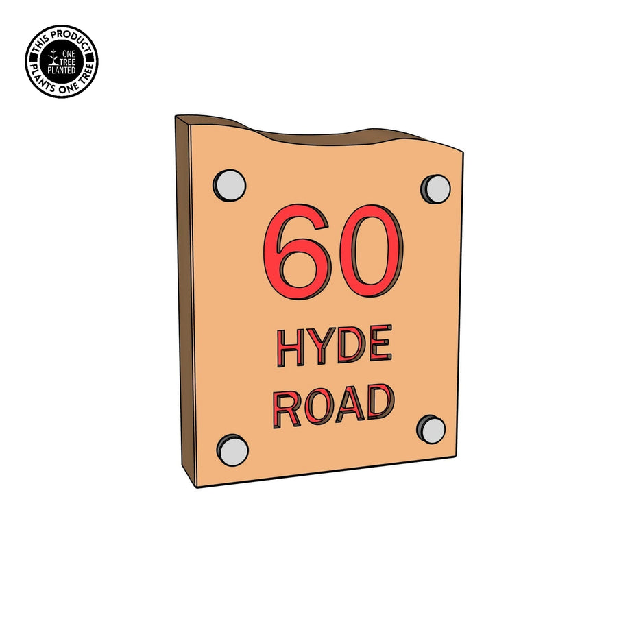 Solid Oak House Sign, Font 2, Acrylic Paint Infill