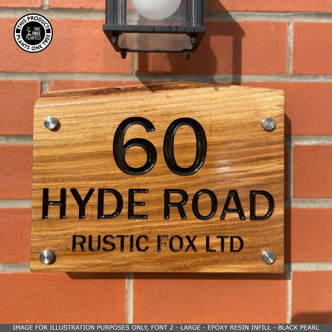Solid Oak House Sign, Font 2, No Infill