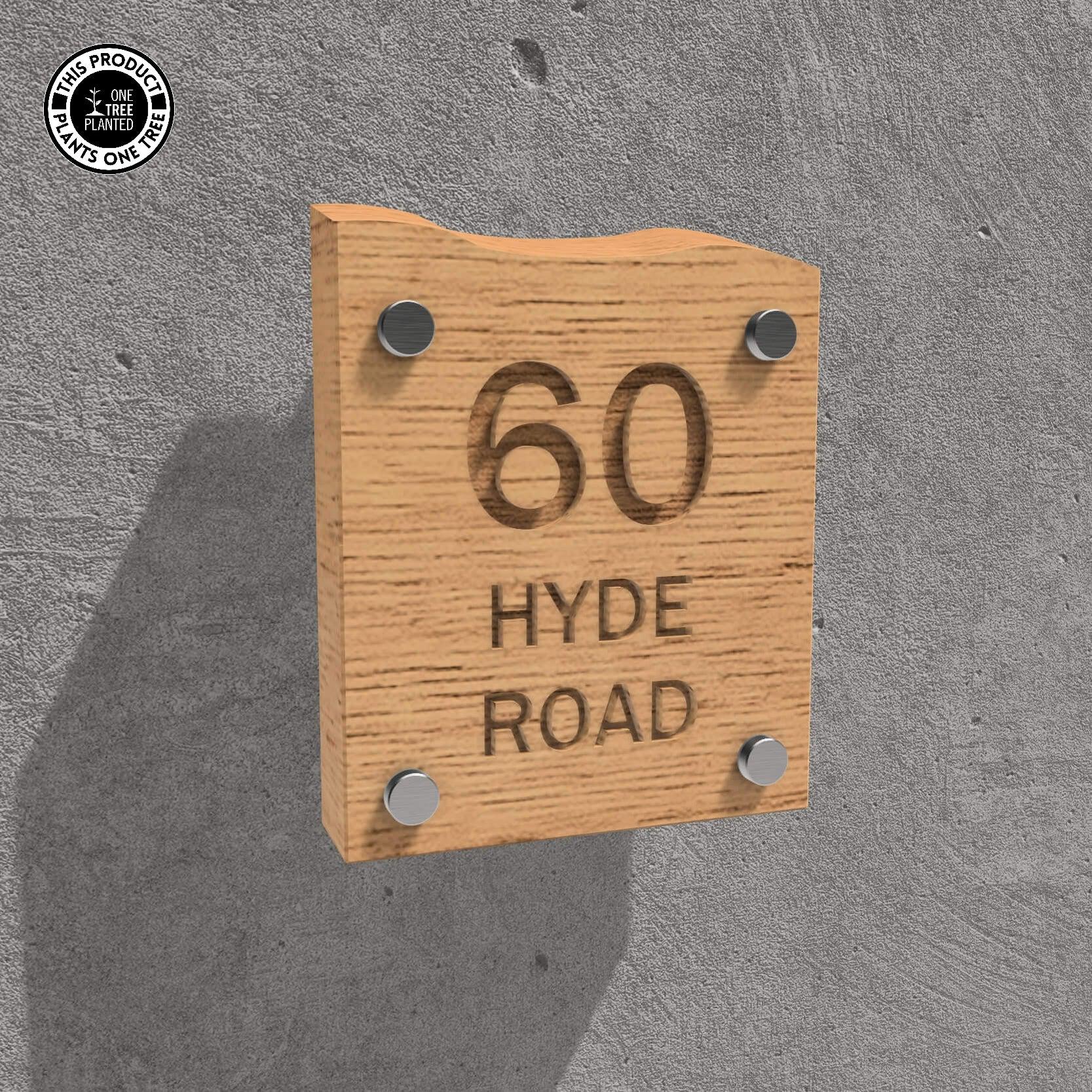 Solid Oak House Sign, Font 2, No Infill